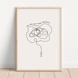 You Are Not Your Thoughts Printable, Mental Health Art Print Black ...