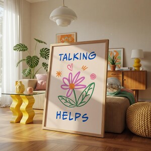 Talking Helps Poster, Therapy Office Decor, Mental Health Wall Art ...
