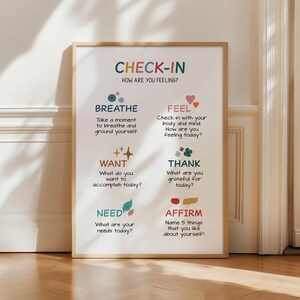Daily Check-in Poster, Daily Checklist, Therapy Office Decor, School ...