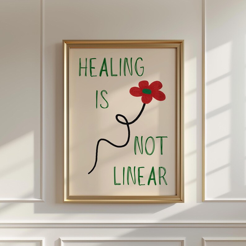 Healing is Not Linear, Mental Health Wall Art, Therapy Office Decor ...