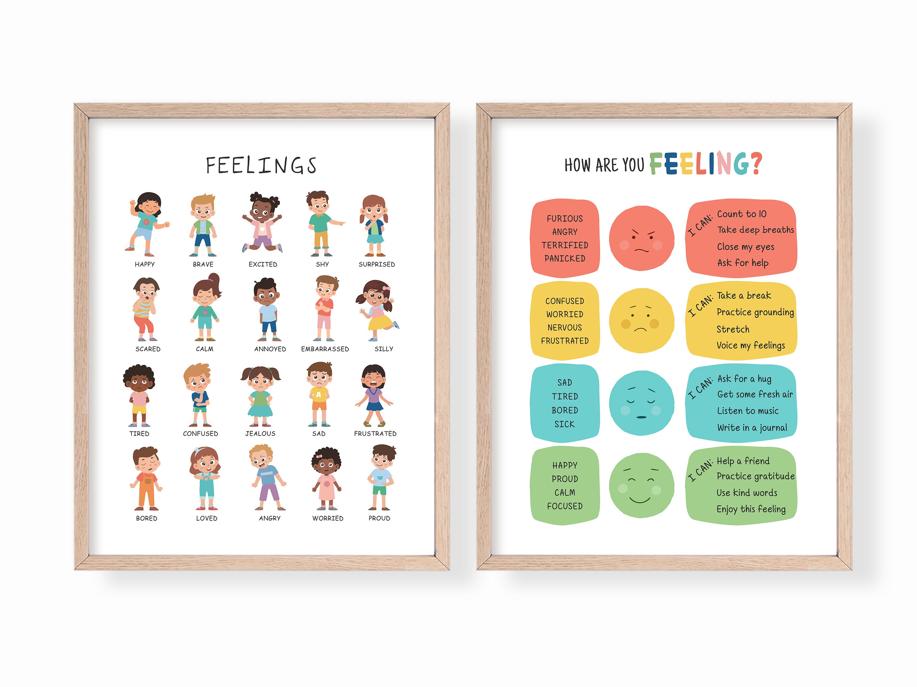 Set of 12 Psychology Prints for Kids Emotions Poster Mental - Etsy