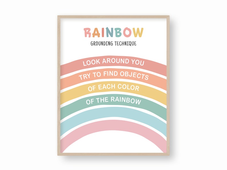 Rainbow Technique Poster, Anxiety Grounding, Mental Health, Calm Down ...