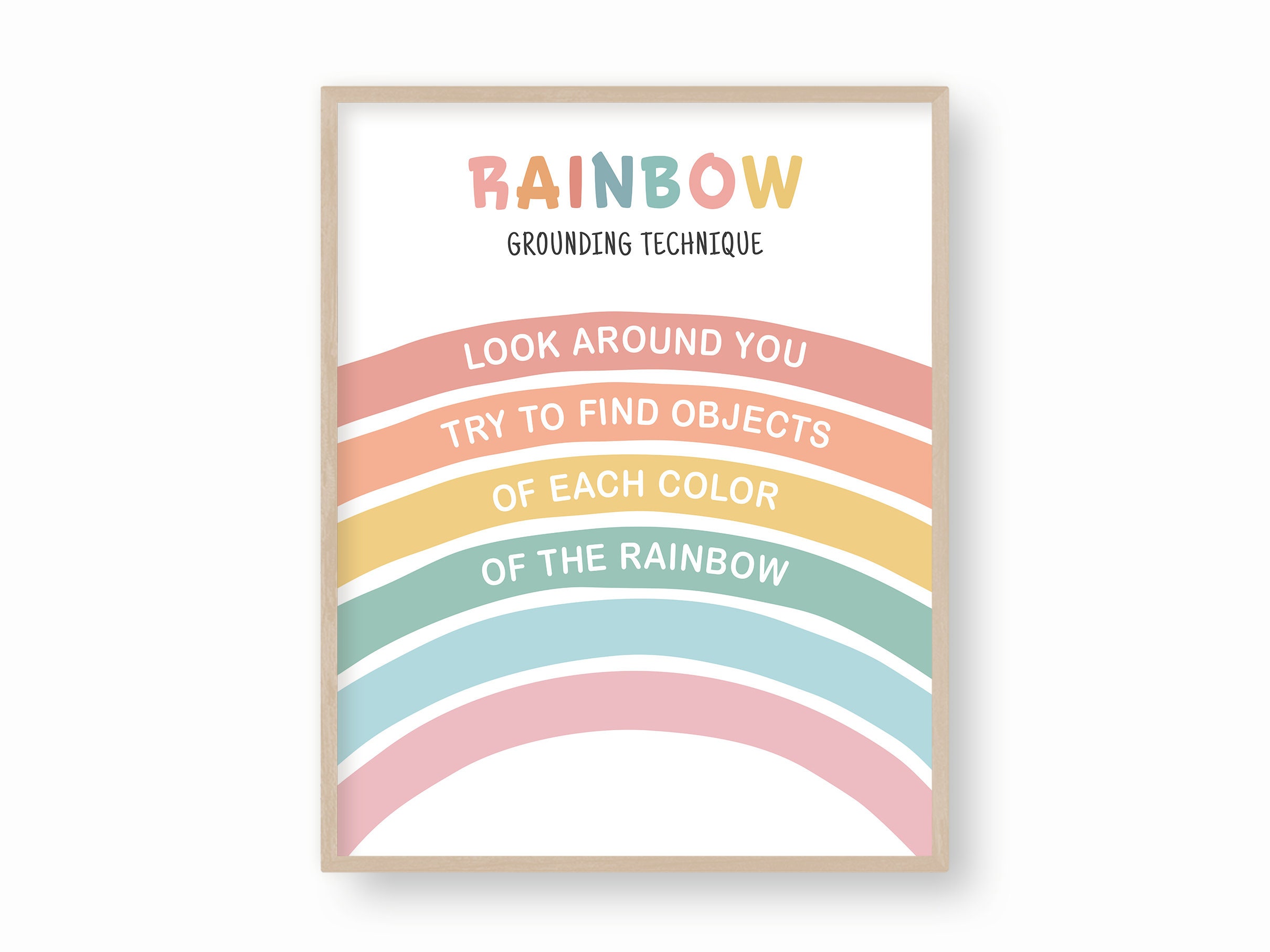 Rainbow Technique Poster, Anxiety Grounding, Mental Health, Calm Down ...