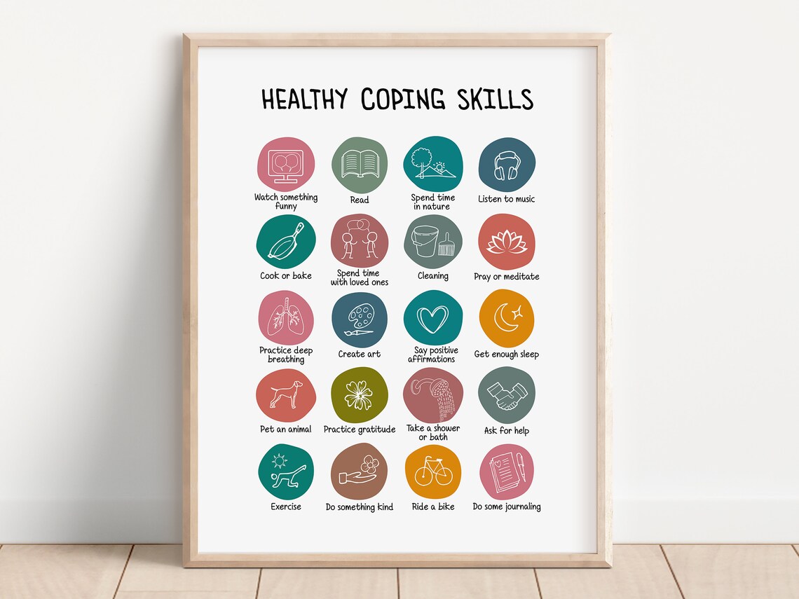 Healthy Coping Skills Poster Therapy Office Decor School - Etsy