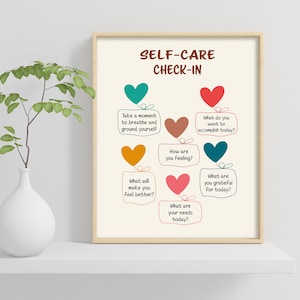 Self Care Check in Poster, Daily Checklist, Therapy Office Decor ...