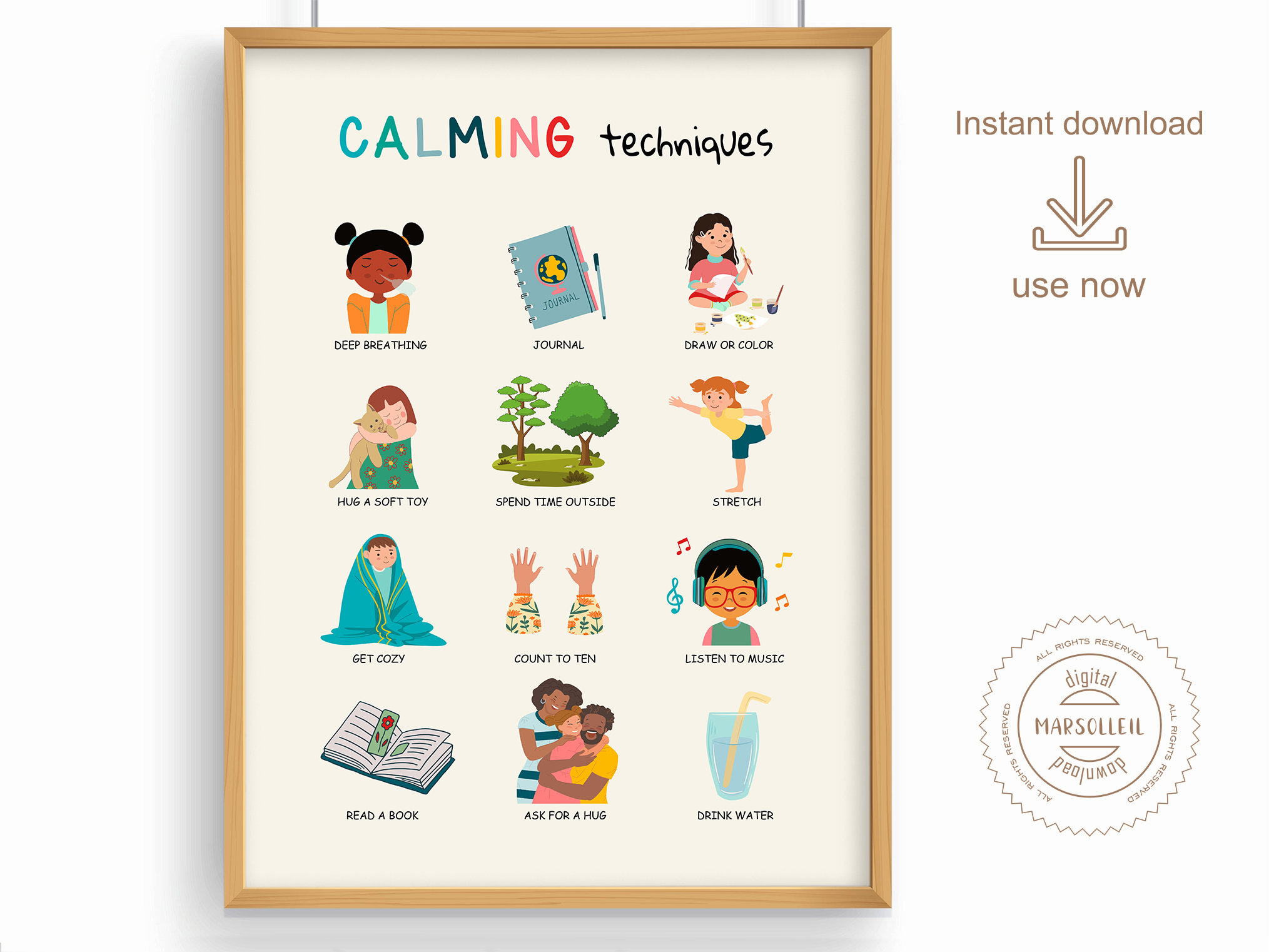 Calming Techniques Poster, Coping Skills for Kids, Calm Corner, School ...