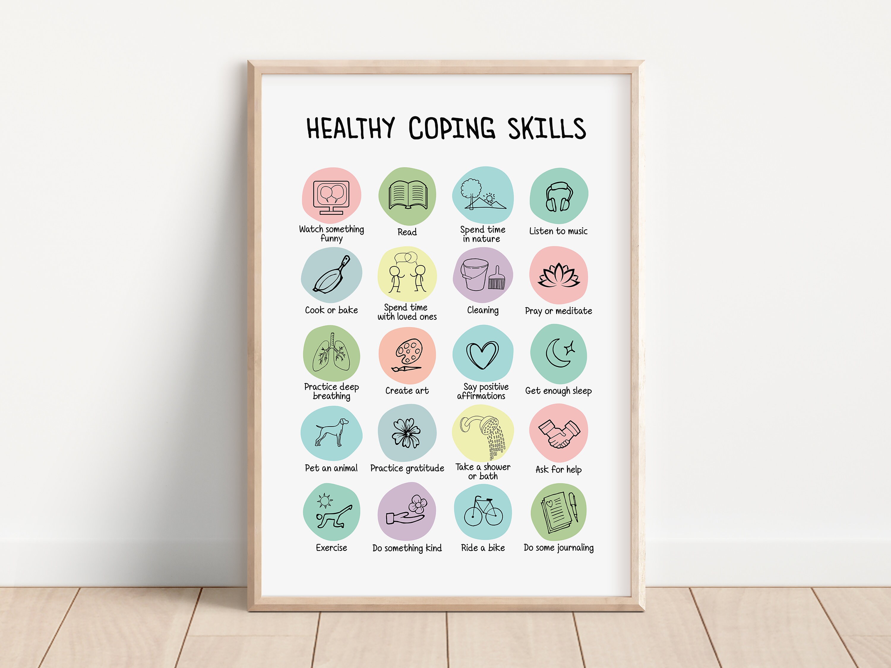 Healthy Coping Skills, Therapy Office Decor, Self Care Checklist ...