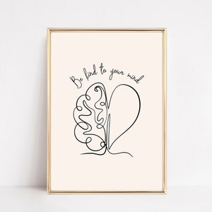 Be Kind to Your Mind, Mental Health Poster Black, Therapy Office Decor ...