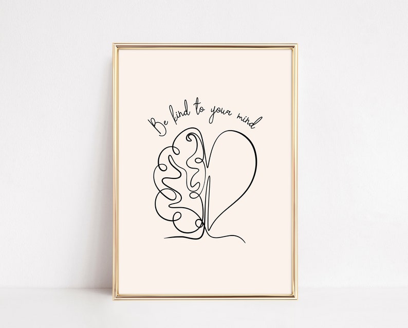 Be Kind to Your Mind, Mental Health Poster Black, Therapy Office Decor ...