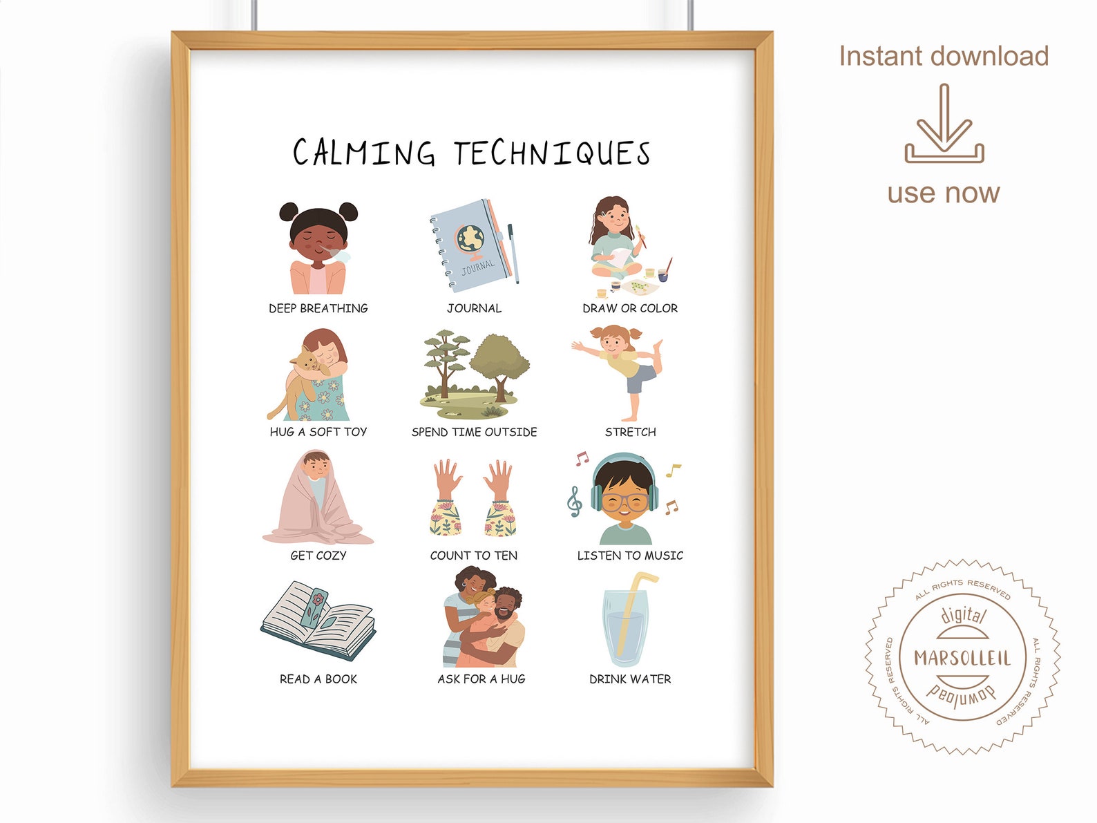 Calming Strategies Poster Coping Skills for Kids Calm - Etsy