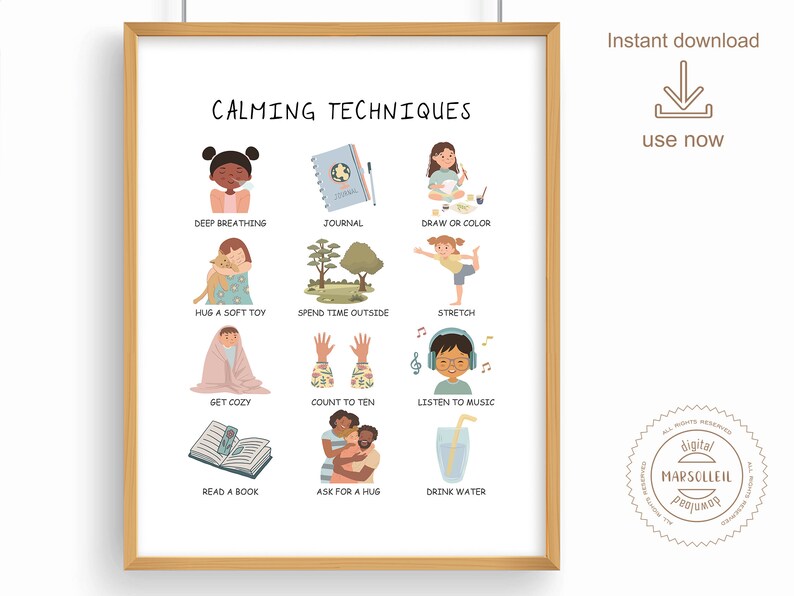 Calming Strategies Poster Coping Skills for Kids Calm - Etsy
