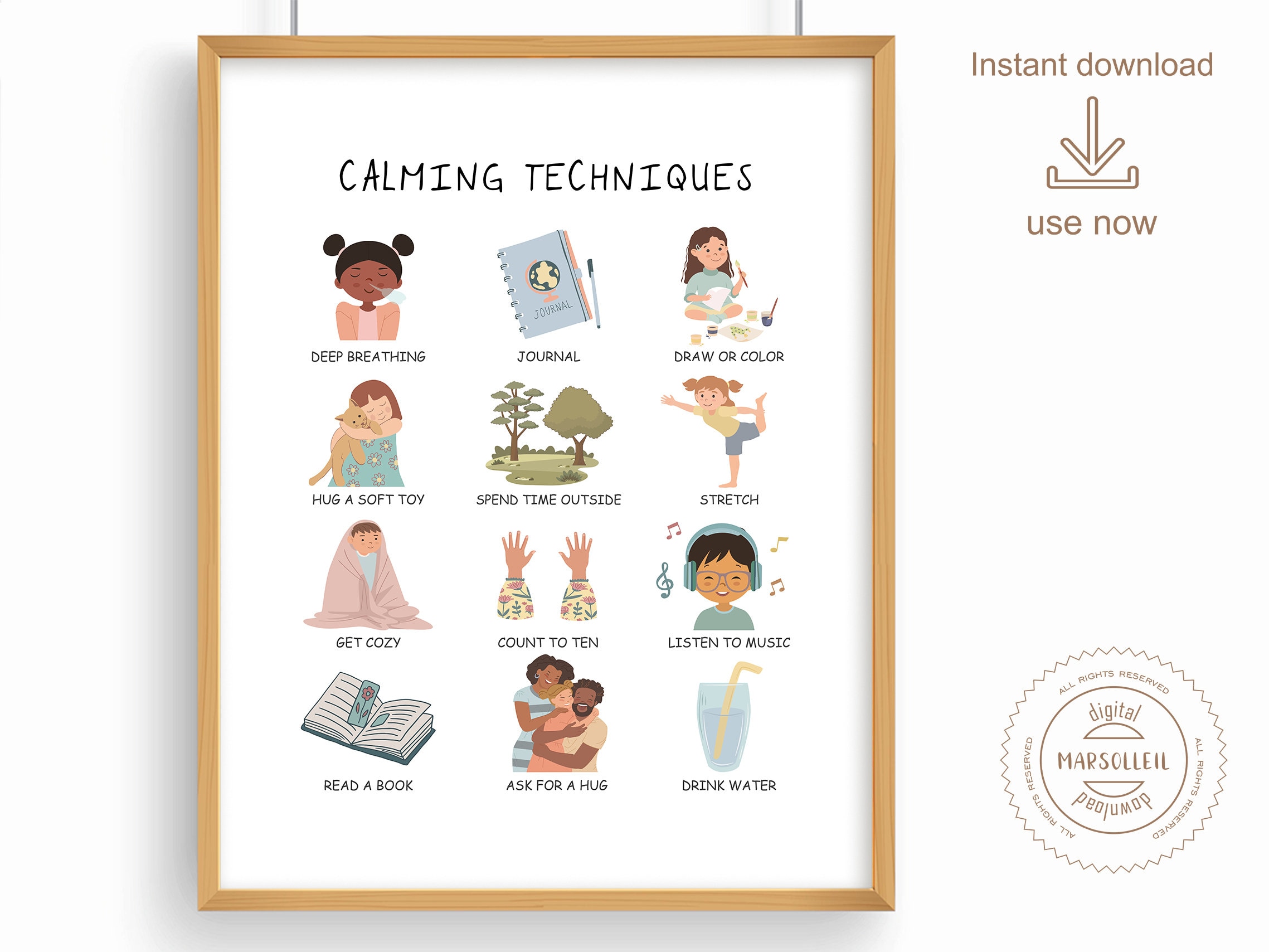 Calming Strategies Poster Coping Skills for Kids Calm - Etsy