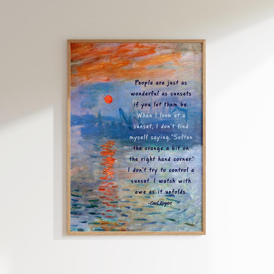 Carl Rogers Sunset Quote, Mental Health Wall Art, Mental Health Quotes ...