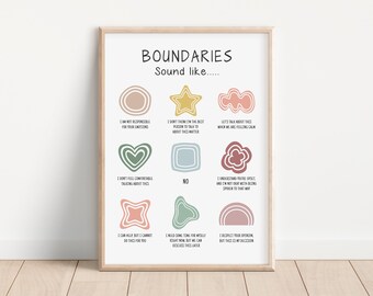 Boundaries Sound Like... Boho Rainbow Classroom/office Poster PDF Print ...