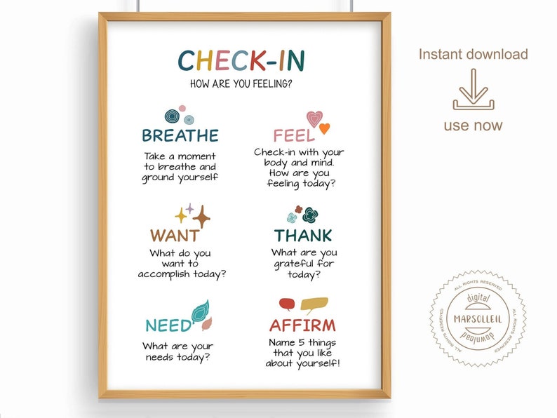 Daily Check-in Poster Daily Checklist Therapy Office Decor - Etsy Australia