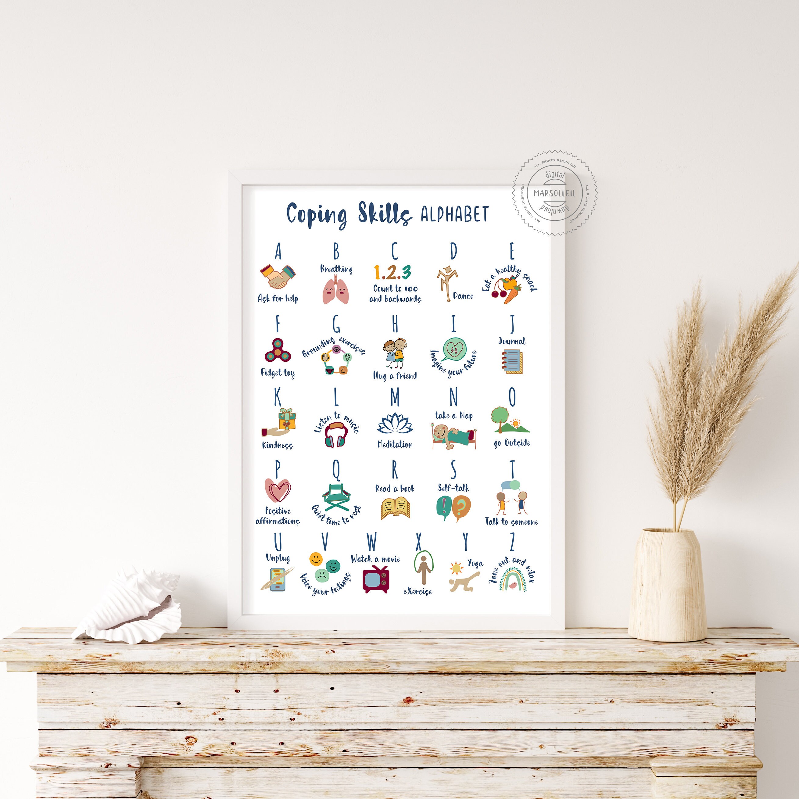 Coping Skills Alphabet Poster School Counselor Office Decor - Etsy Canada