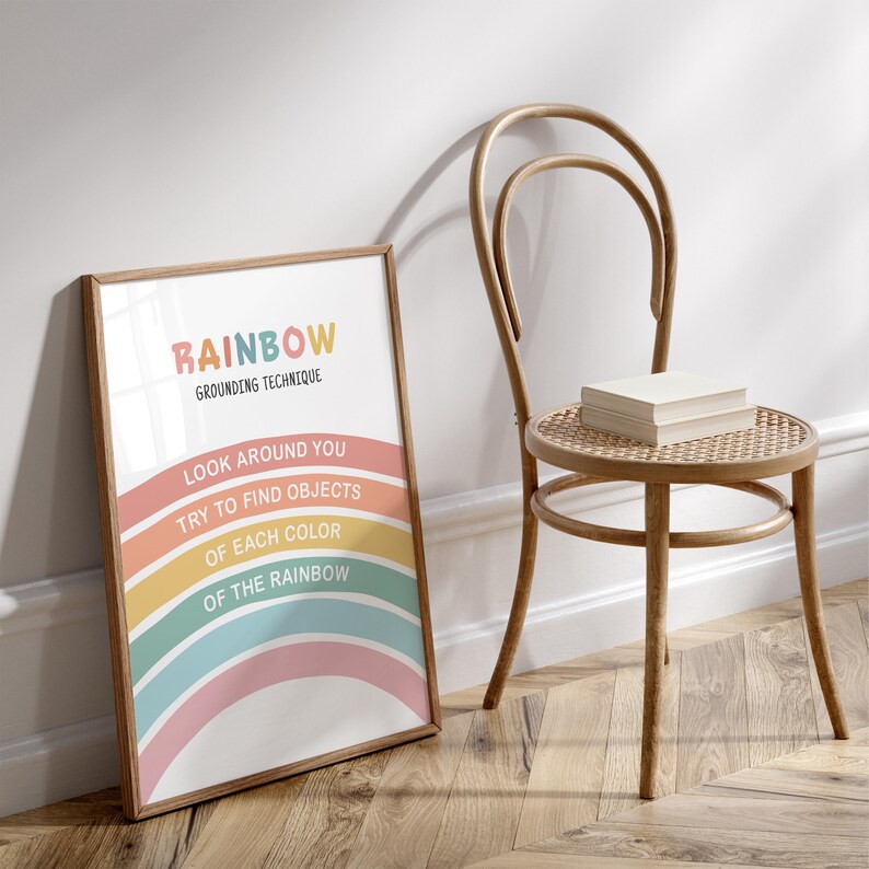 Rainbow Technique Poster, Anxiety Grounding, Mental Health, Calm Down ...