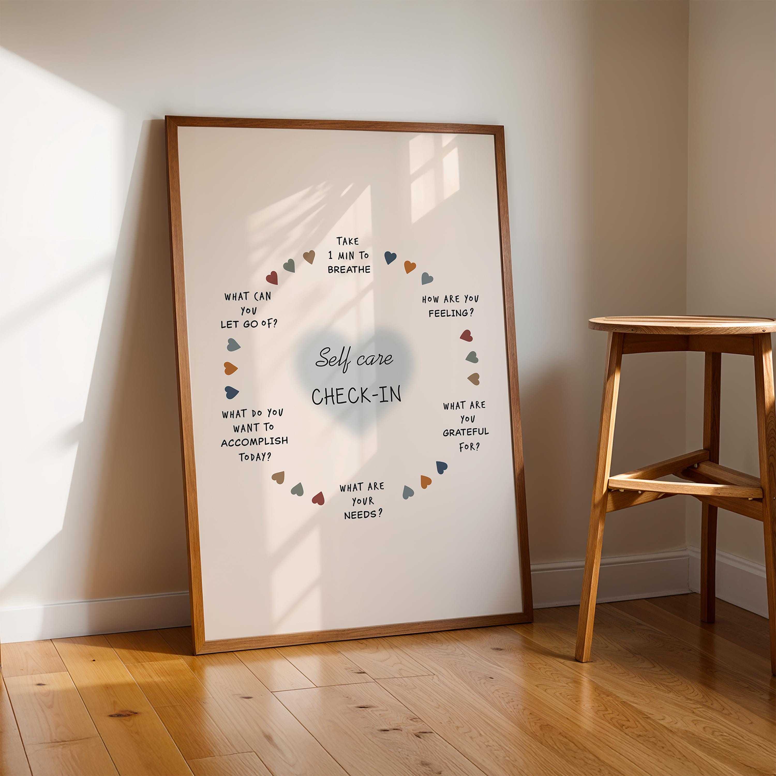 Self Care Check in Printable, Mental Health Poster, Therapy Office ...