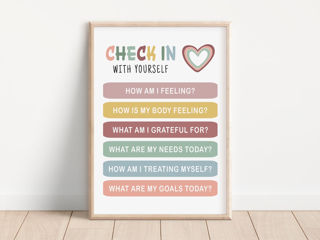 Mental Health Check In, Check in With Yourself Poster, Daily Check-in ...