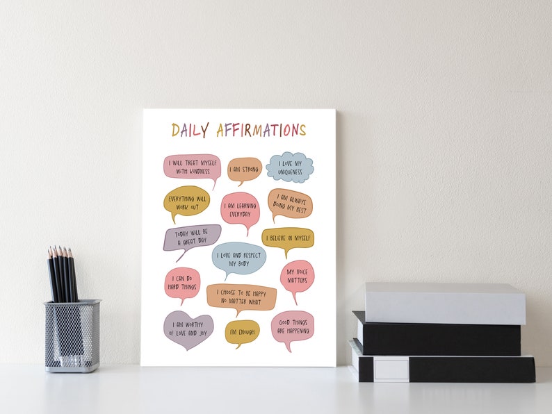 Daily Affirmations Mental Health Poster Therapy Office - Etsy