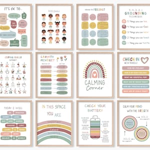 Set of 12 Psychology Posters, Calming Corner Bundle for Classroom Decor ...