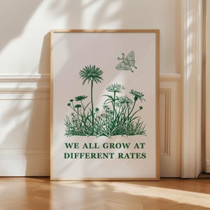 We All Grow at Different Rates, Retro Green Mental Health Poster ...