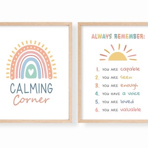 Calming Corner Bundle for Kids, Set of 12 Psychology Posters, Emotional ...
