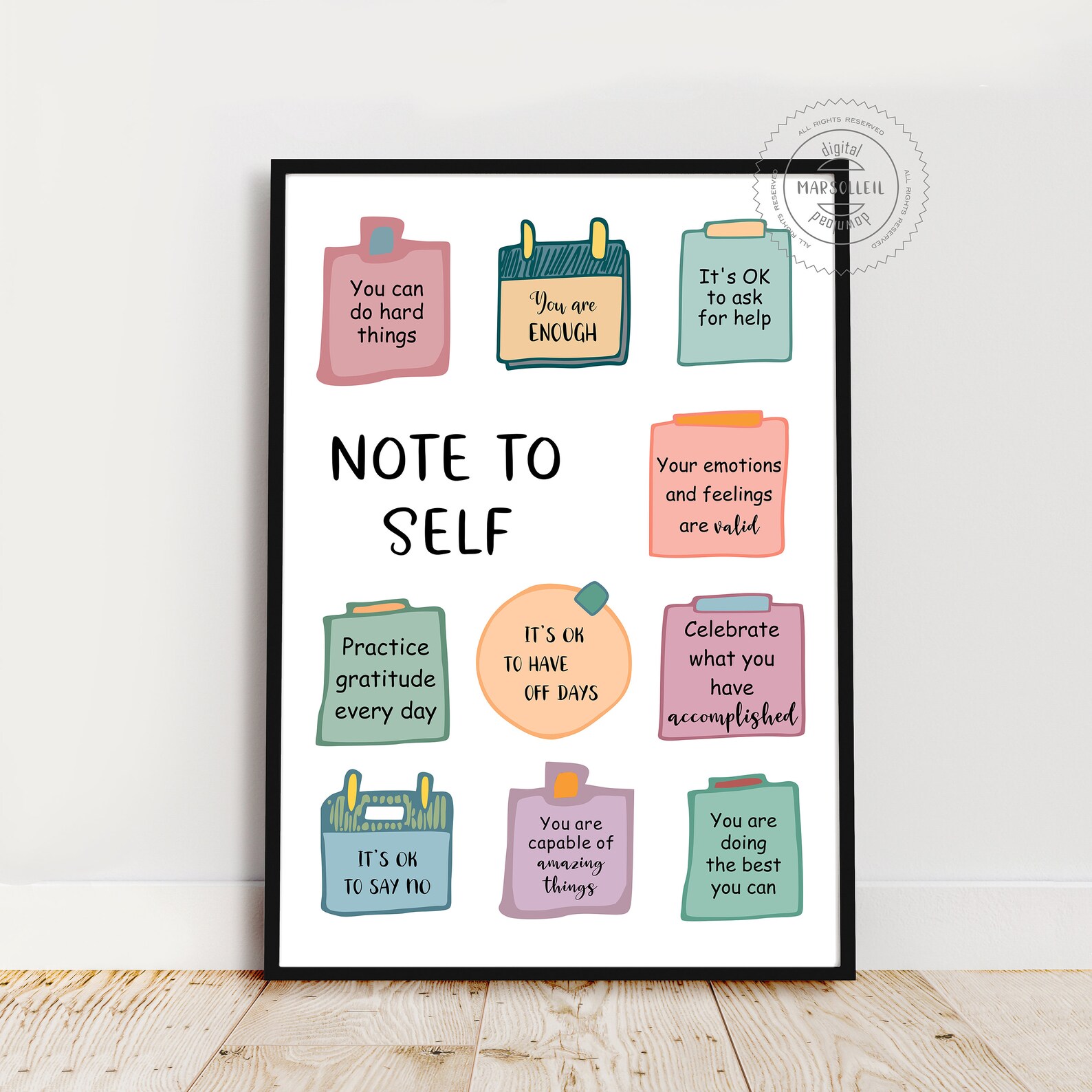 Note to Self Poster Therapy Office Wall Art Mental Health - Etsy