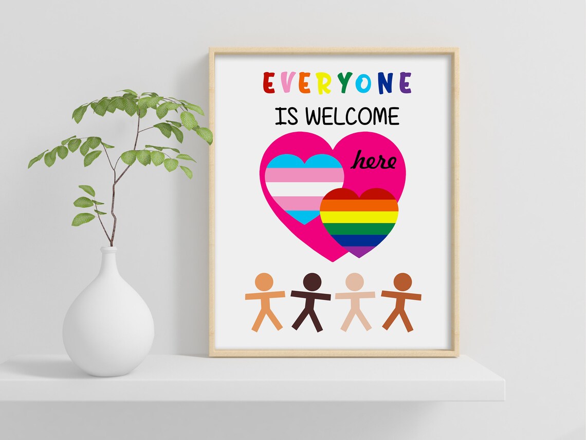 Everyone is Welcome Here Poster, Classroom Decor, Diversity, Inclusion ...