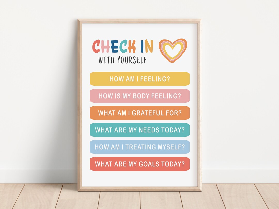 Check in With Yourself Poster, Mental Health Check In, Daily Checklist ...