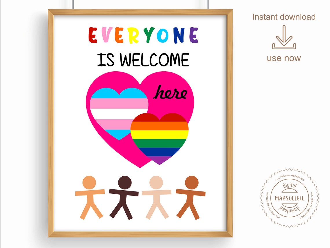 Everyone is Welcome Here Poster Classroom Decor Diversity - Etsy