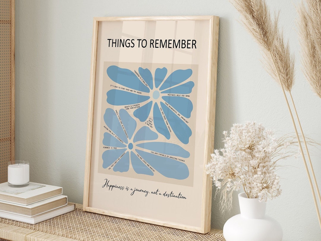 Things to Remember Poster, Mental Health Print, Positive Affirmations ...