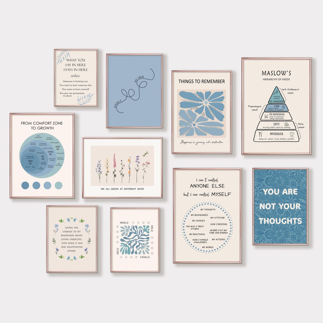 Mental Health Posters Printable, 10 Psychology Prints for Therapy ...