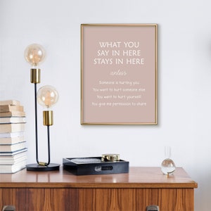 What You Say in Here Stays in Here, Confidentiality Poster, Psychology ...