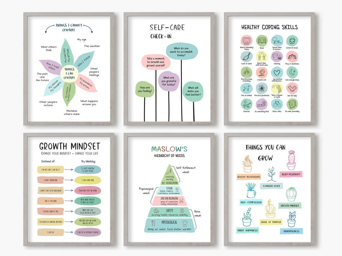 Mental Health Posters Therapy Office Decor Bundle Set of 6 - Etsy
