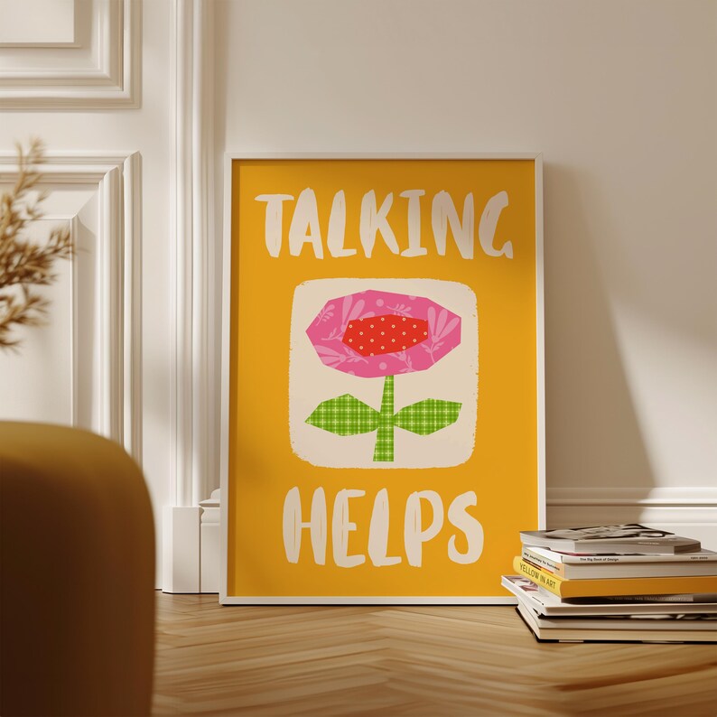 Talking Helps Printable, Mental Health Wall Art, Therapy Office Decor ...