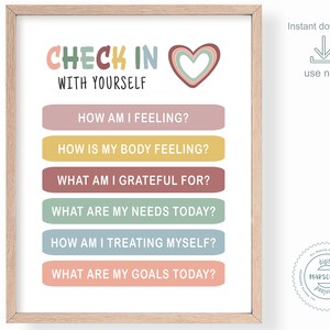 Mental Health Check In, Check in With Yourself Poster, Daily Check-in ...