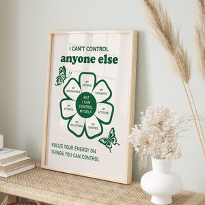 Things I Can Control, Mental Health Poster, Retro Green Therapy Office ...