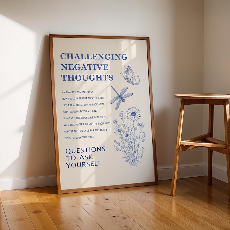 Challenging Negative Thoughts Printable, Mental Health Art Print ...