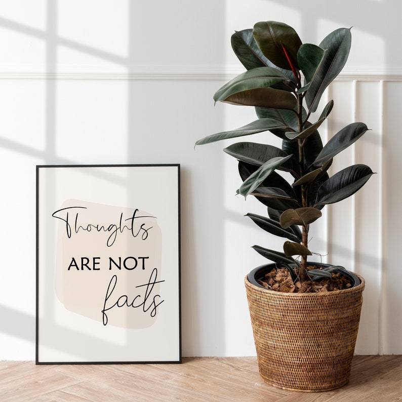 Thoughts Are Not Facts Poster, Mental Health Wall Art, Therapy Office ...
