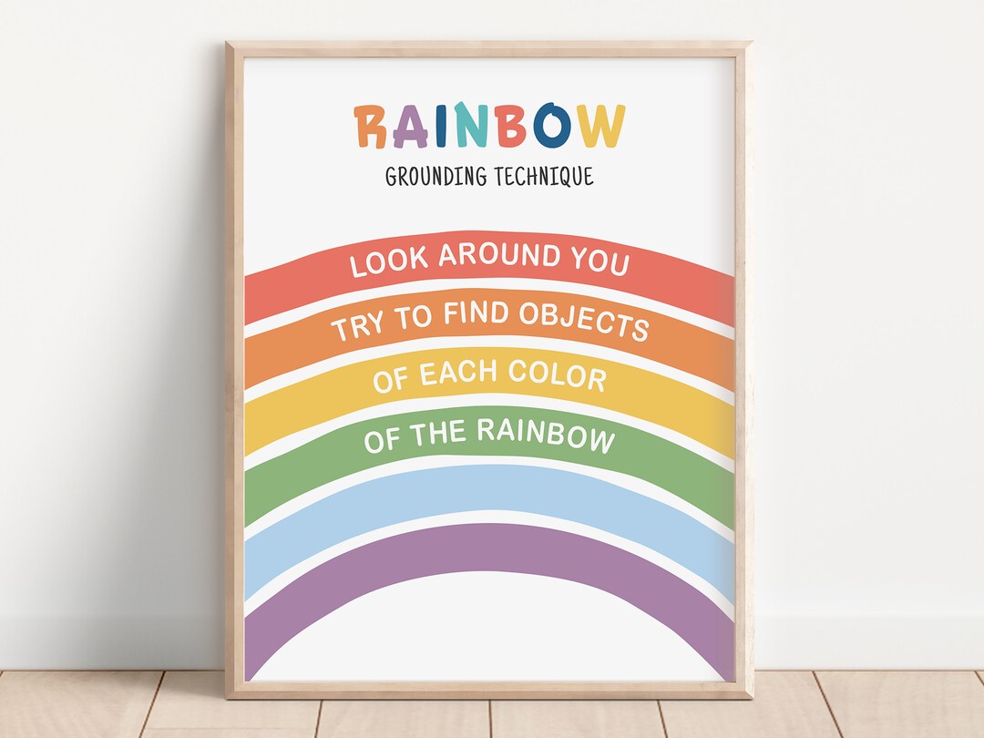 Grounding Technique Rainbow Anxiety Grounding Poster Mental - Etsy