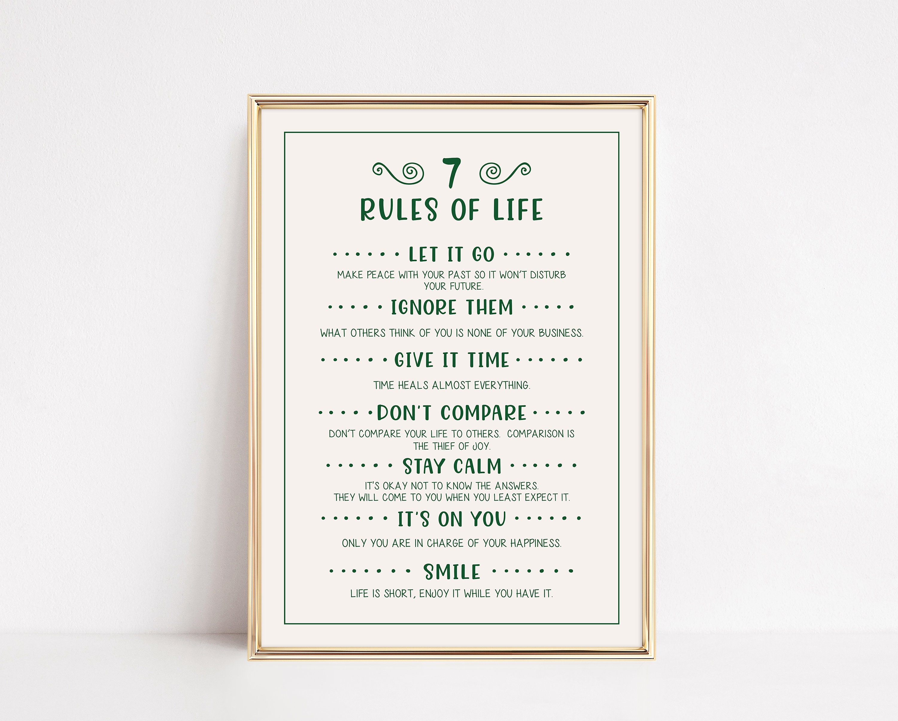 7 Rules of Life Poster, Mental Health Print, Therapy Office Decor, Life ...