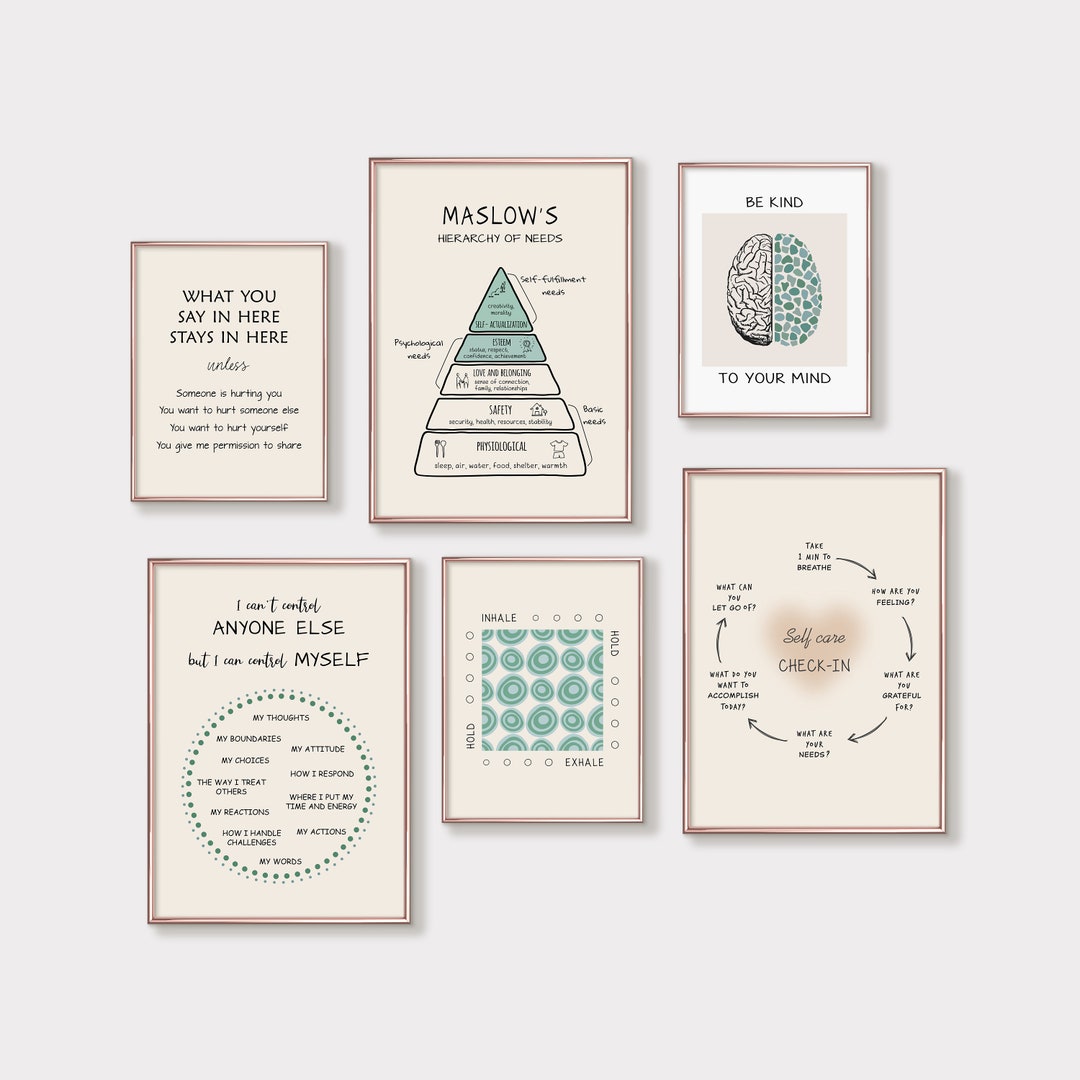 Mental Health Bundle, Set of 6 Psychology Prints for Therapy Office ...