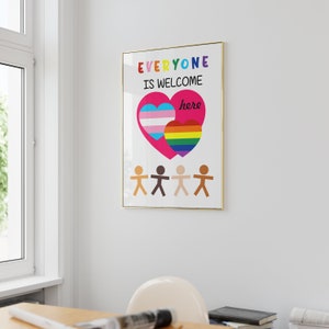 Everyone is Welcome Here Poster, Classroom Decor, Diversity, Inclusion ...