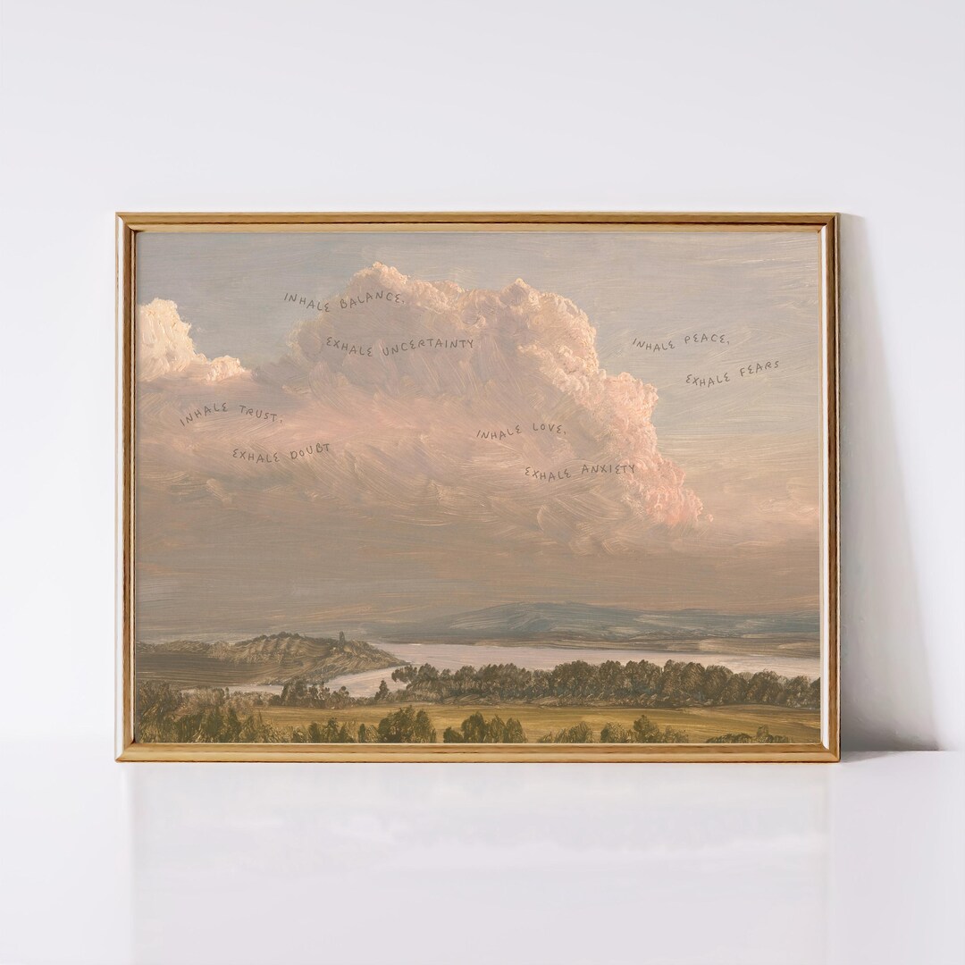 Inhale Exhale Wall Art Print, Mindfulness Poster, Vintage Breathe Print ...