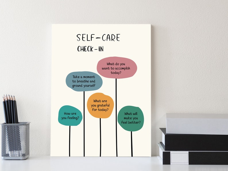 Self Care Check In Daily Checklist Self Care Art Prints - Etsy
