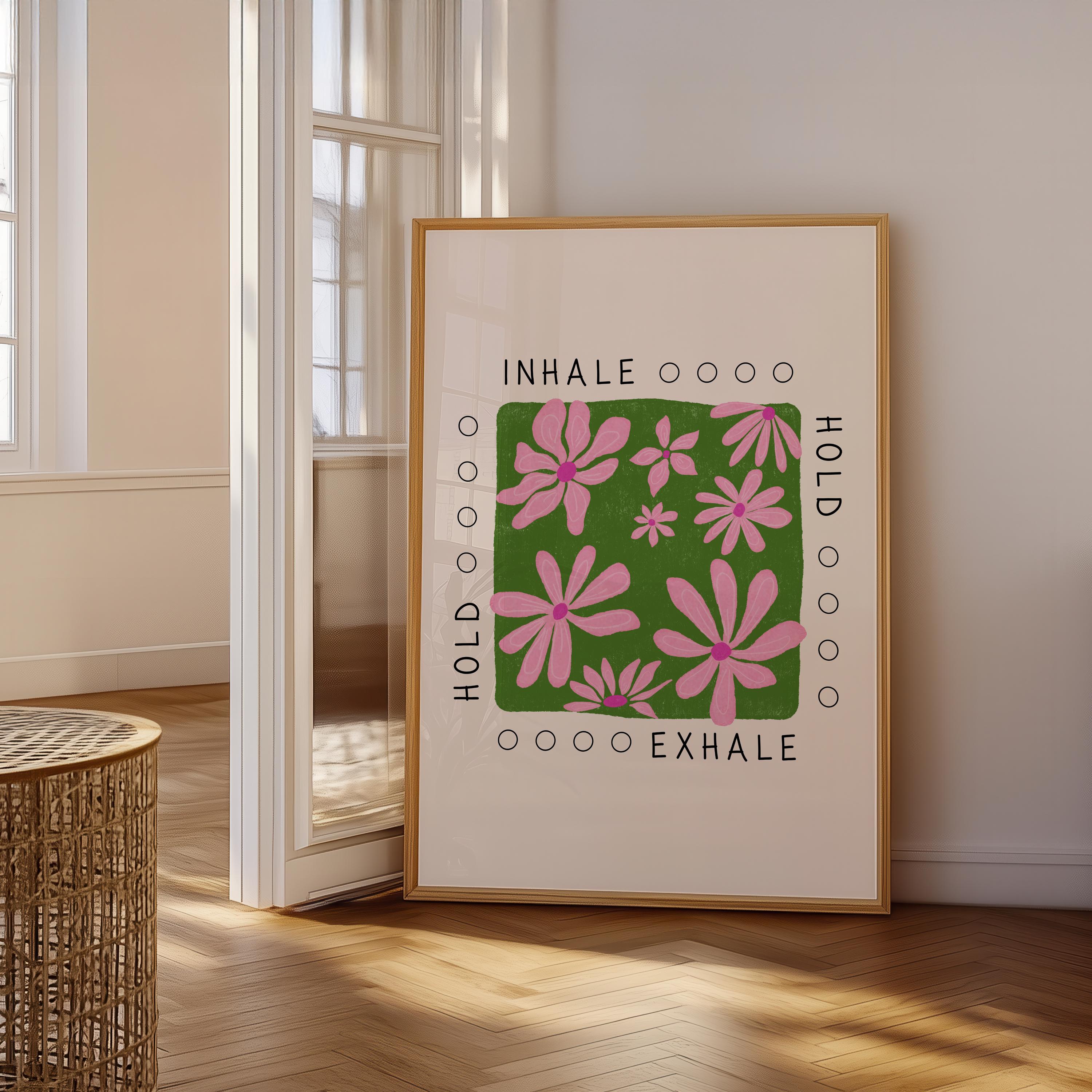 Mindful Breathing, Inhale Exhale Print, Therapy Office Decor, Box ...