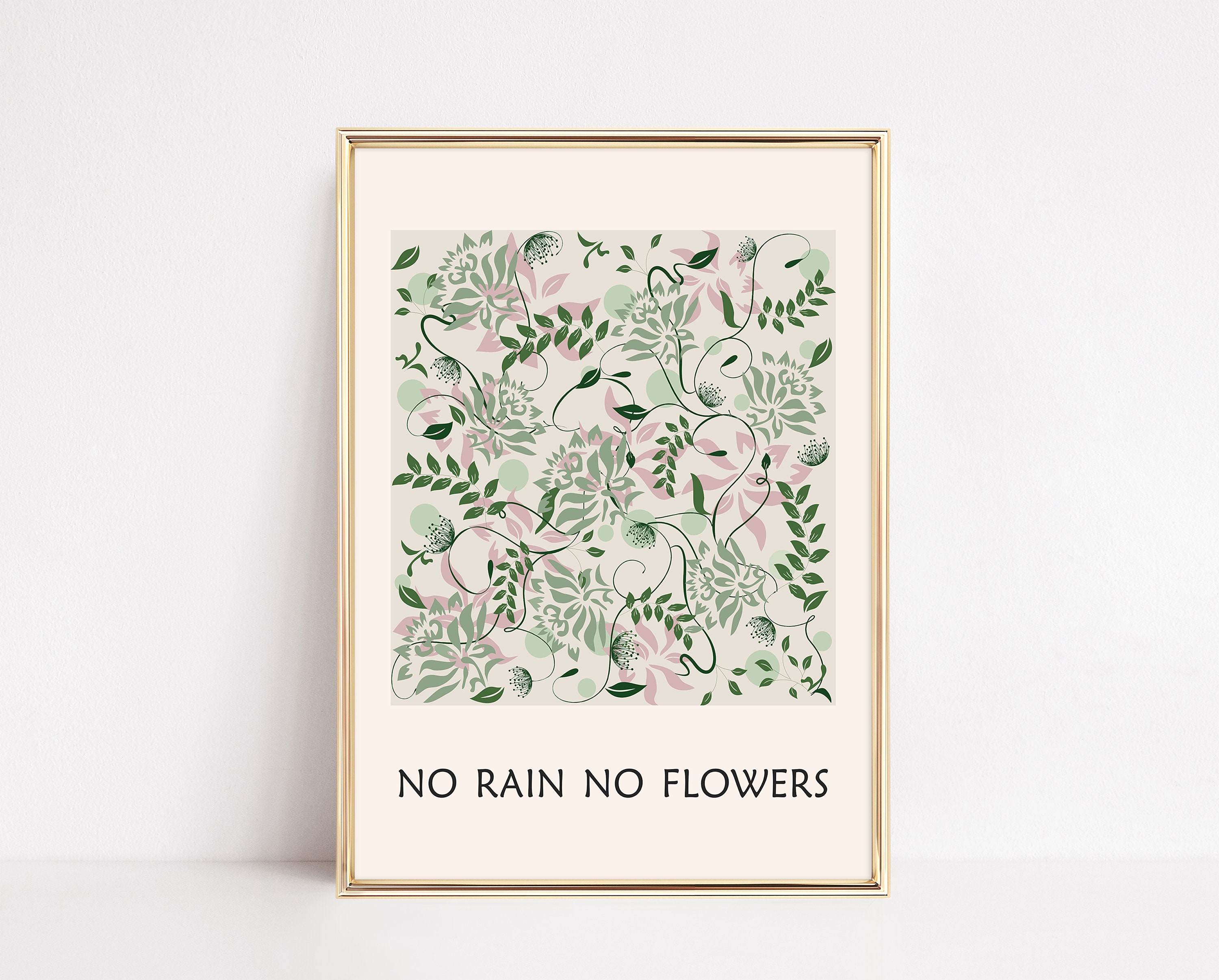 No Rain No Flowers, Positivity Wall Art Print, Affirmation Flower Print ...