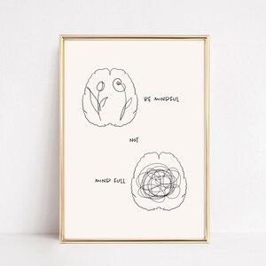Be Mindful Not Mind Full, Mental Health Poster, Meaningful Wall Art ...