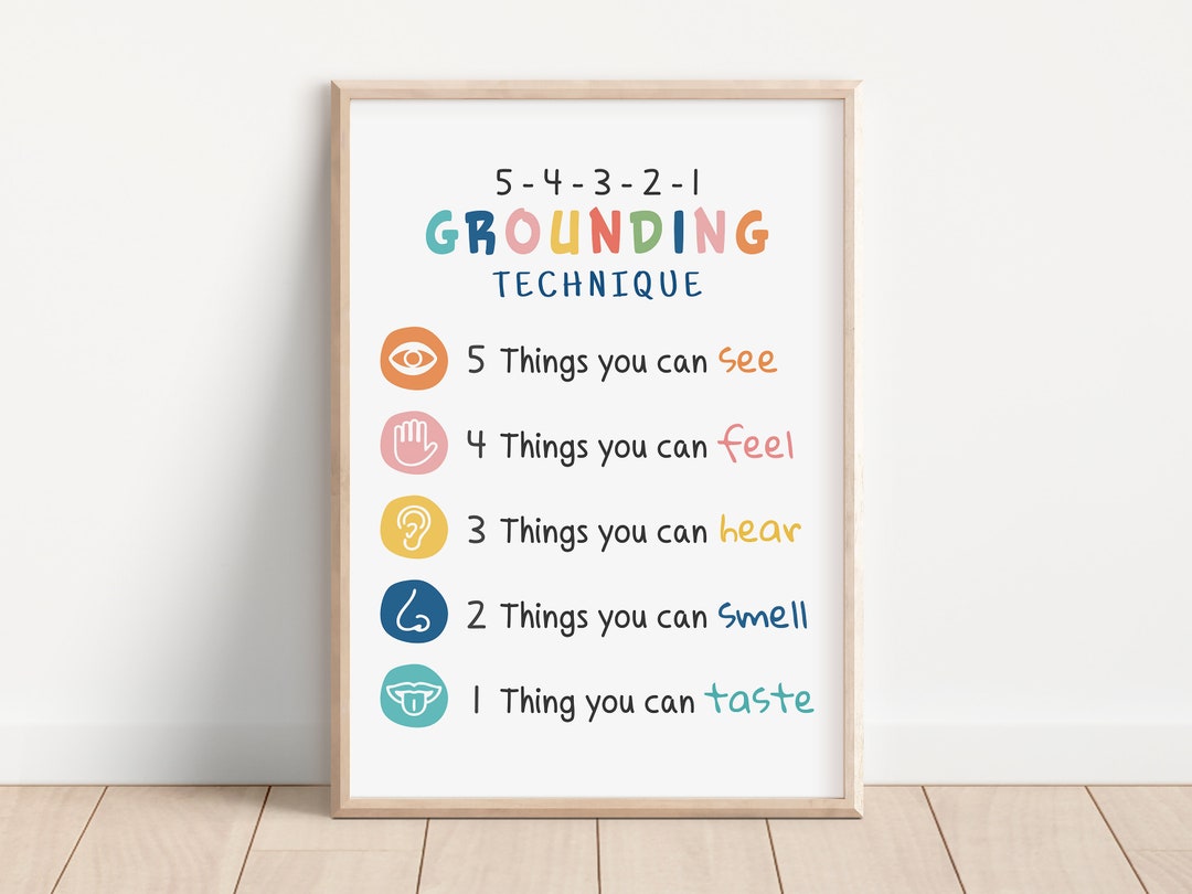 Grounding Technique, Anxiety Grounding Poster, Calming Corner for Kids ...